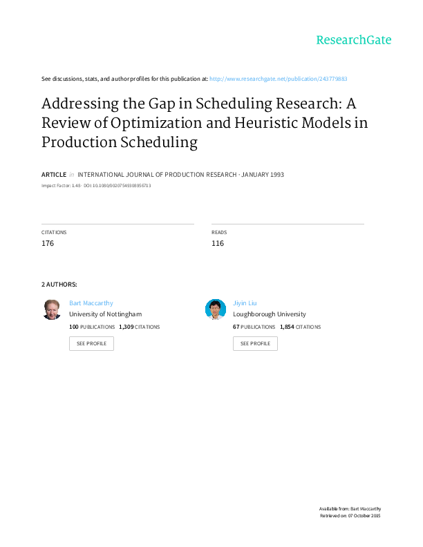 (PDF) Addressing the gap in scheduling research: a review of ...