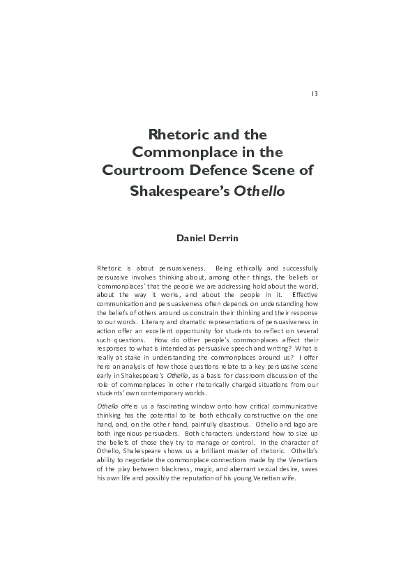 (PDF) Rhetoric and the Commonplace in the Courtroom Defence Scene of ...