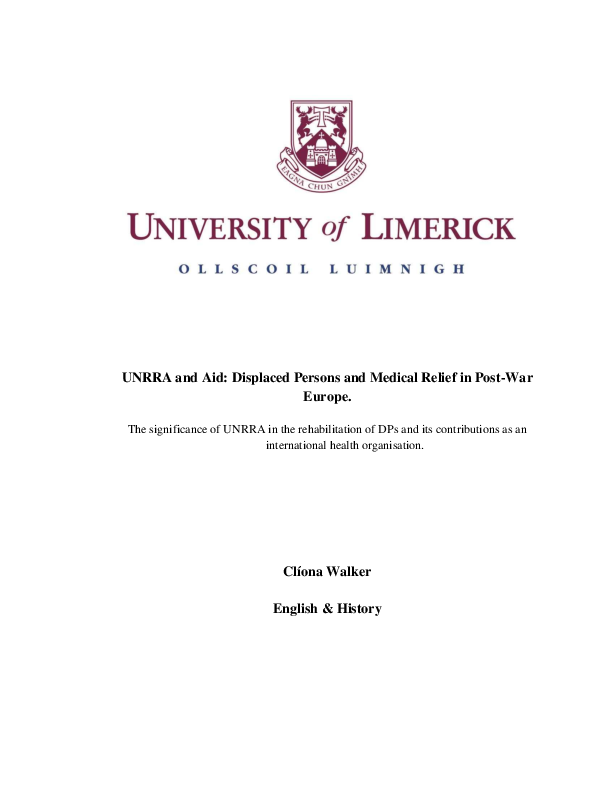 (PDF) UNRRA and Aid: Displaced Persons and Medical Relief in Post-War ...