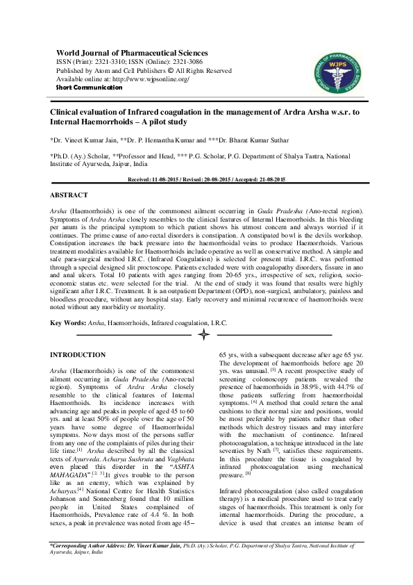 Clinical evaluation of Infrared coagulation in the management of Ardra ...