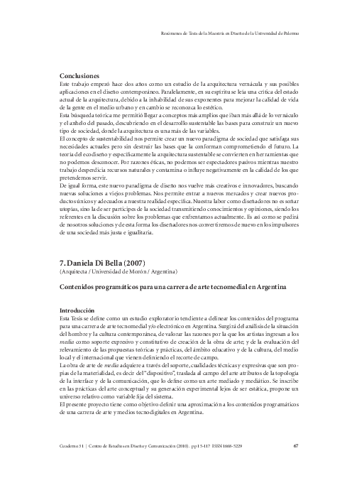 (PDF) Contenidos programáticos para una carrera de arte tecnomedial en Argentina | Daniela V Di ...