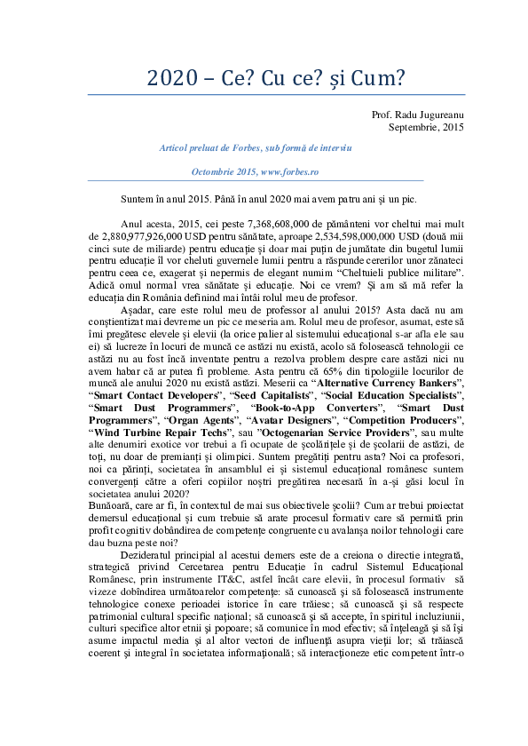 (PDF) 2020 – Ce? Cu ce? și Cum? | Radu Jugureanu - Academia.edu