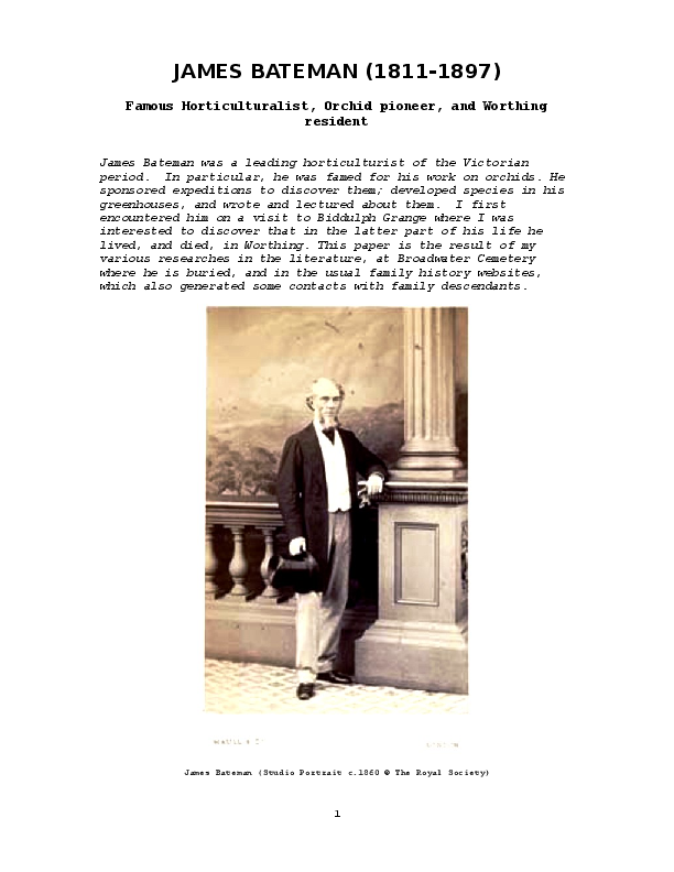 James Bateman (1811-1897) Famous Horticulturalist, Orchid Pioneer ...