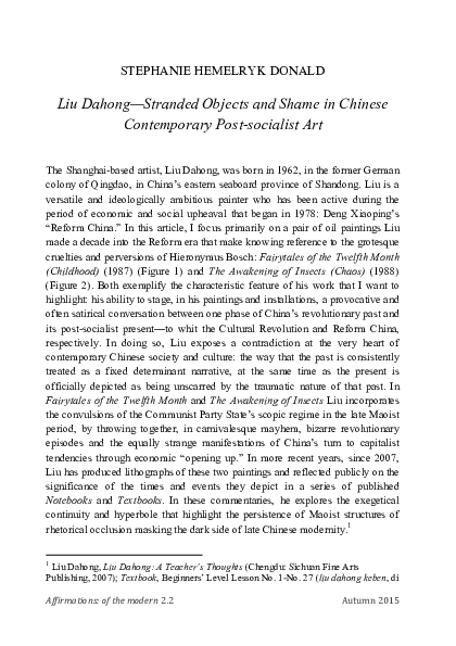 (PDF) Liu Dahong: Stranded Objects and Shame in Chinese Contemporary ...