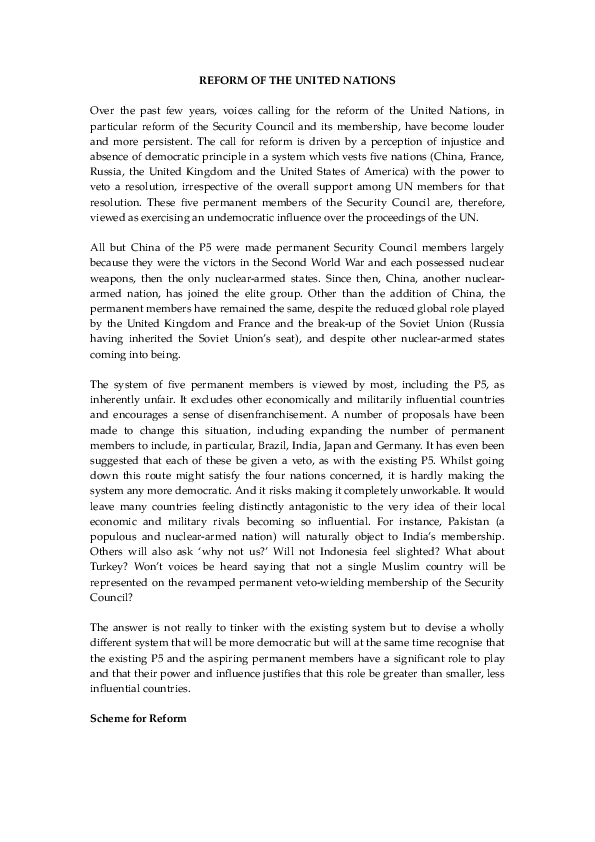 (DOC) Reforming the United Nations