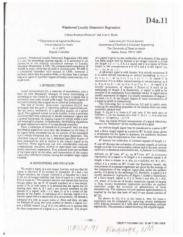 (PDF) Windowed locally monotonic regression
