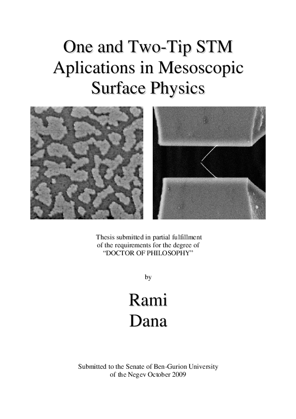 (PDF) PhD Thesis: One and Two-Tip STM Aplications in Mesoscopic Surface ...