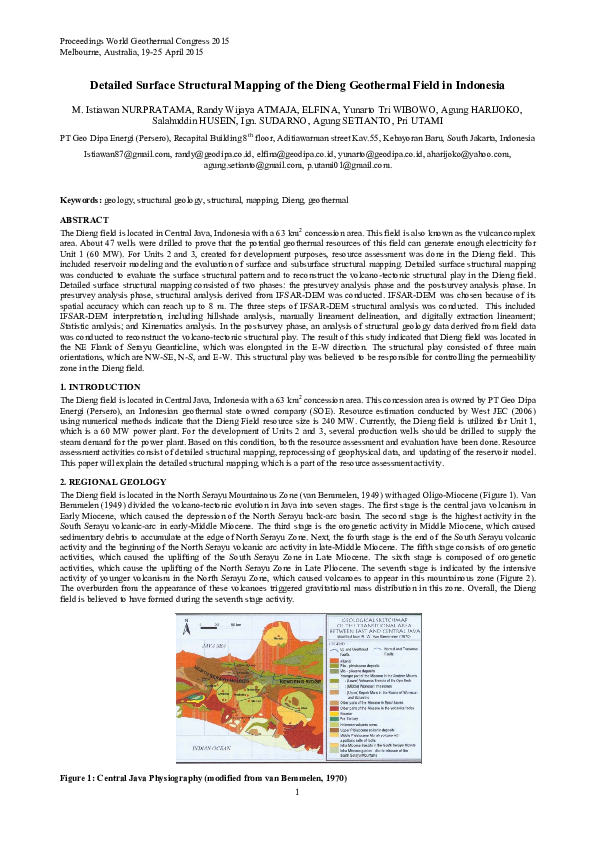 Detailed Surface Structural Mapping of the Dieng Geothermal Field in ...