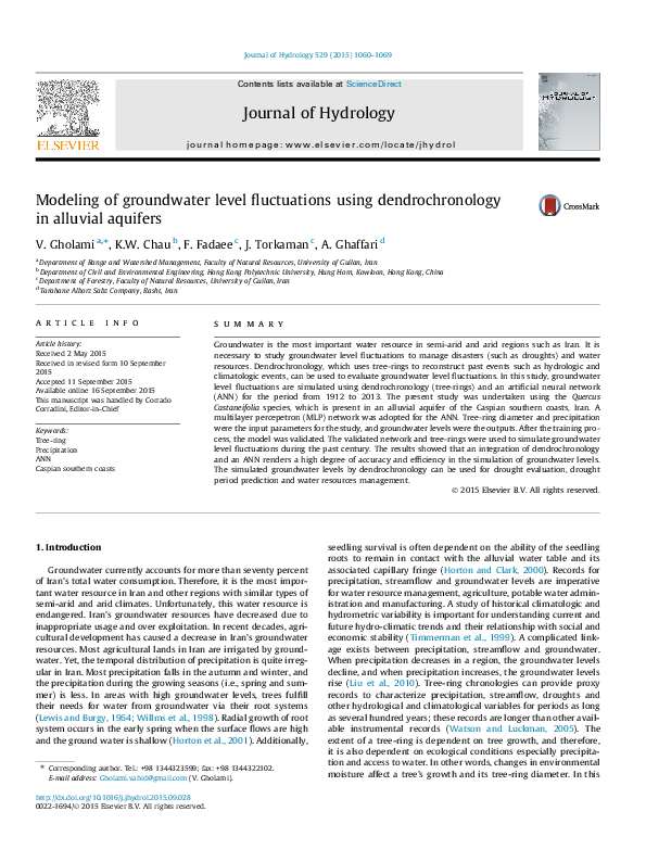 Pdf Modeling Of Groundwater Level Fluctuations Using Dendrochronology