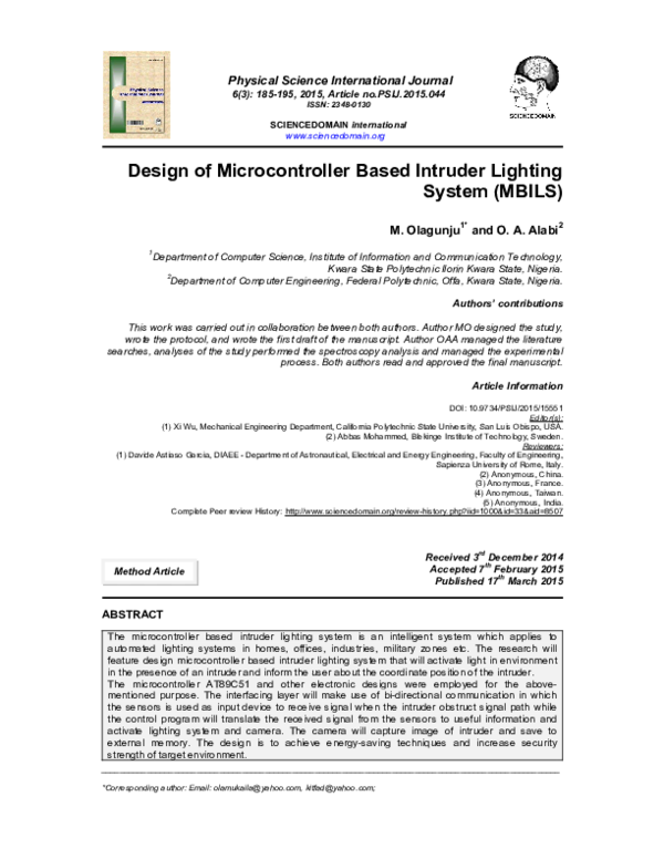 (PDF) Microcontroller Based Office Communication System (MBOCM) | Alabi Abdullateef - Academia.edu