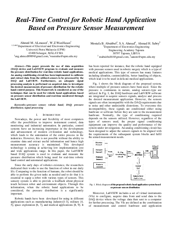(PDF) Real-Time Control for Robotic Hand Application Based on Pressure Sensor Measurement