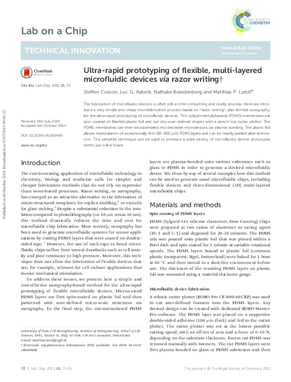 (PDF) Ultra-rapid prototyping of flexible, multi-layered microfluidic ...