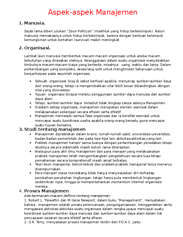 (DOC) Aspek Aspek Manajemen