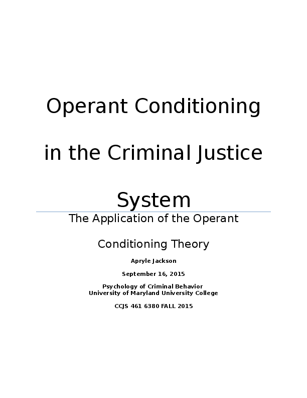 (DOC) The Application of Operant Conditioning