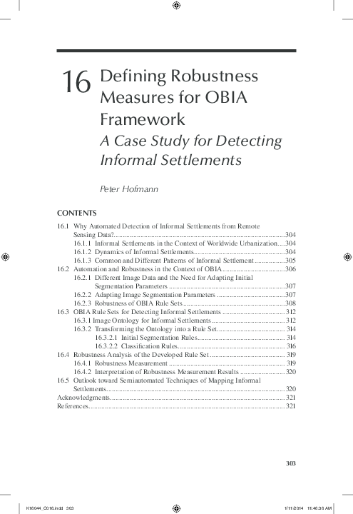 Defining Robustness Measures for OBIA Framework - A Case Study for Detecting Informal Settlements
