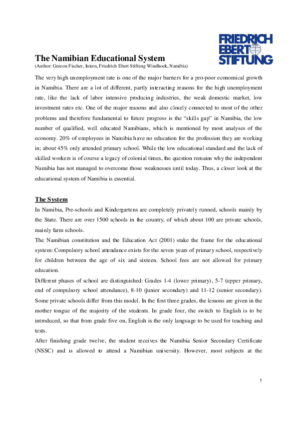 (PDF) The Namibian Educational System