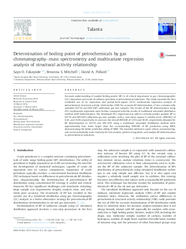 (PDF) Determination of boiling point of petrochemicals