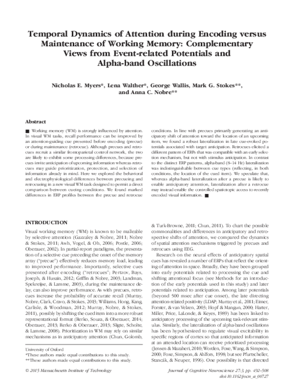 (PDF) Temporal Dynamics of Attention during Encoding versus Maintenance of Working Memory ...