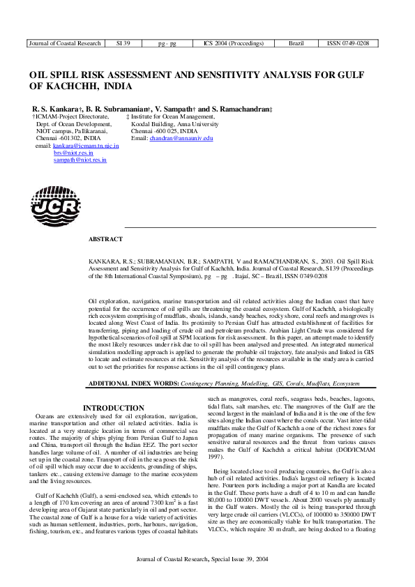 (PDF) Oil spill risk assessment and sensitivity analysis for Gulf of ...