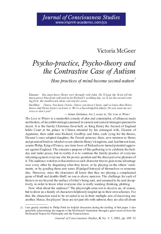 (PDF) Psycho-Practice, Psycho-theory and the Contrastive Case of Autism: How practices of mind ...