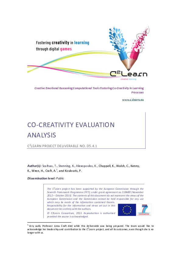 Pdf Co Creativity Evaluation Outcomes Analysis