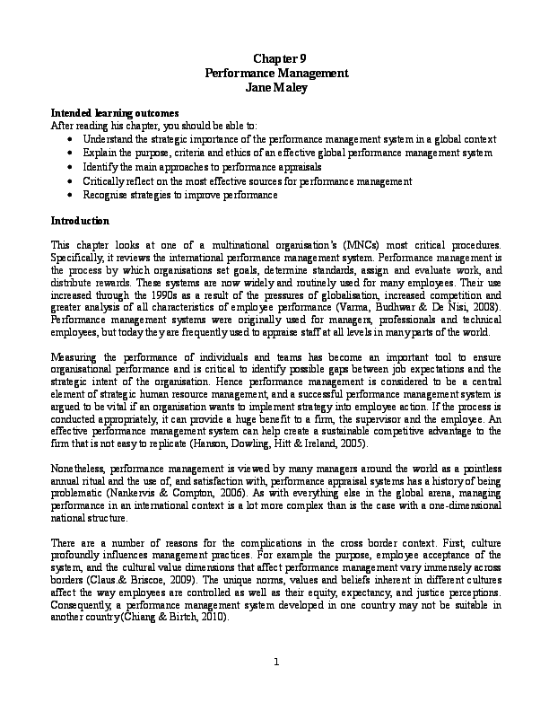 (DOC) ). International performance management. In (eds) Human Resources ...