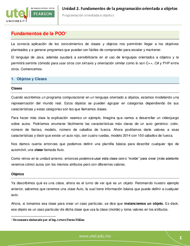 (PDF) Fundamentos de la Programación Orientada a objetos. (1)