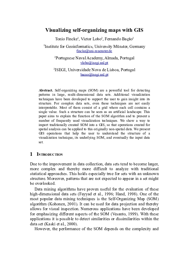 (PDF) Visualizing self-organizing maps with GIS