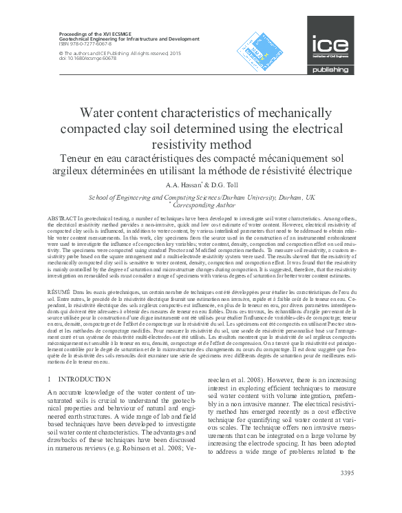 (PDF) Water content characteristics of mechanically compacted clay soil ...