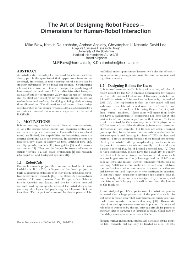 (PDF) The art of designing robot faces