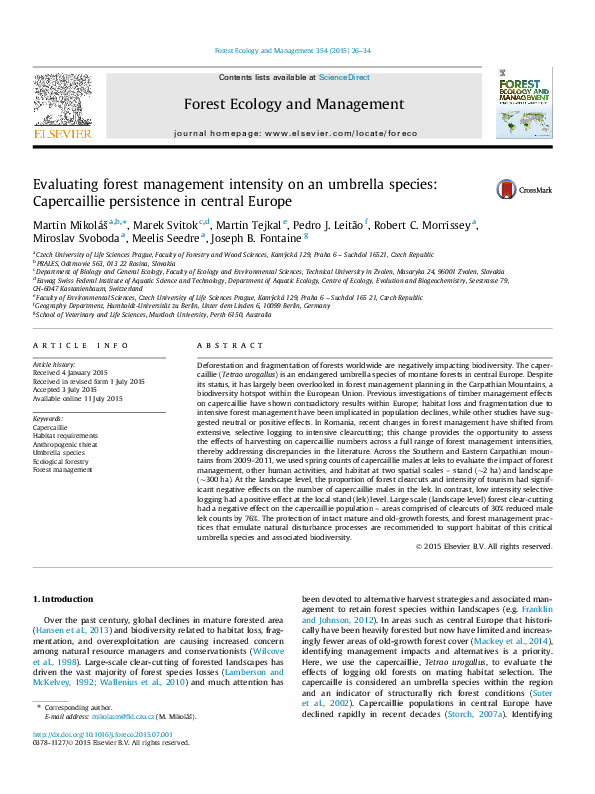 (PDF) Evaluating forest management intensity on an umbrella species ...