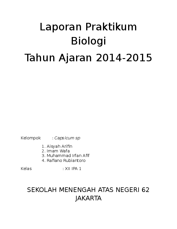(DOC) Laporan Praktikum Biologi