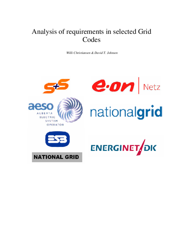 (PDF) Analysis of the requirements in selected Grid Codes