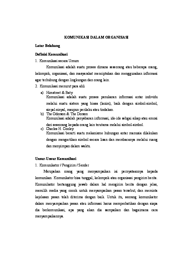 (DOC) Komunikasi Dalam Organisasi