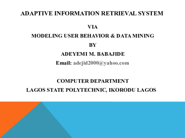 Ppt Adaptive Information Retrieval System Via Modeling User Behavior