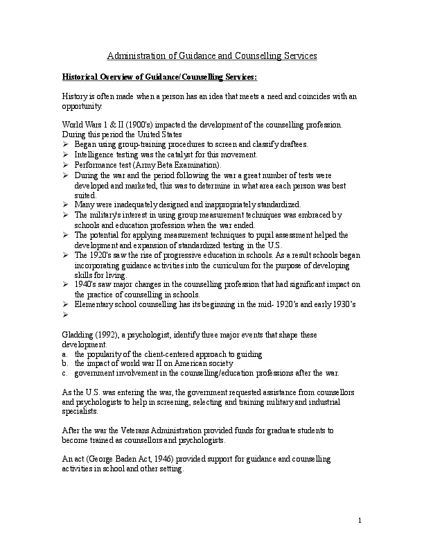 (DOC) History of Counselling