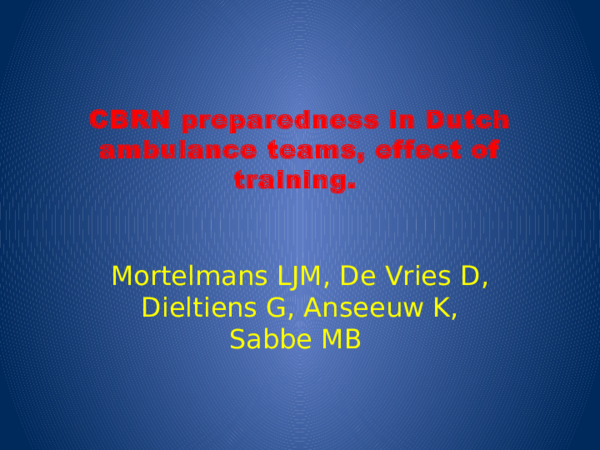 (PPT) CBRN preparedness in Dutch ambulance teams, effect of training ...