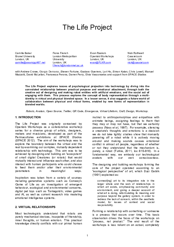 (PDF) The Life Project