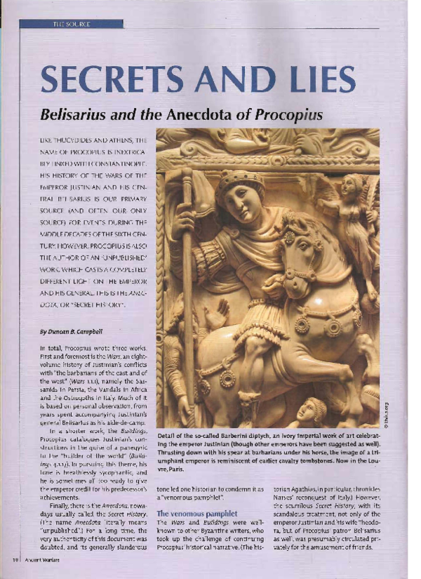 (PDF) Secrets and Lies: Belisarius and the Anecdota of Procopius