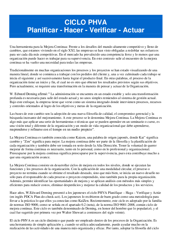 (PDF) Ciclo PHVA