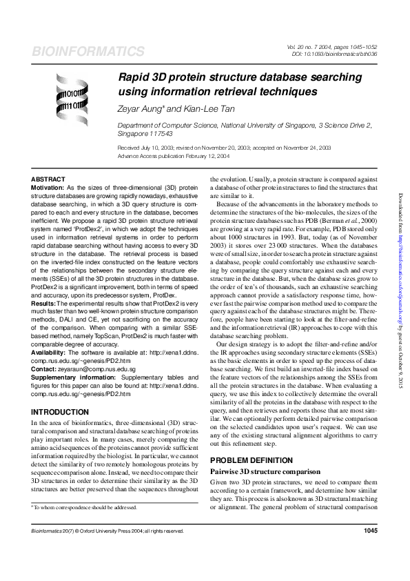 (PDF) Rapid 3D protein structure database searching using information ...