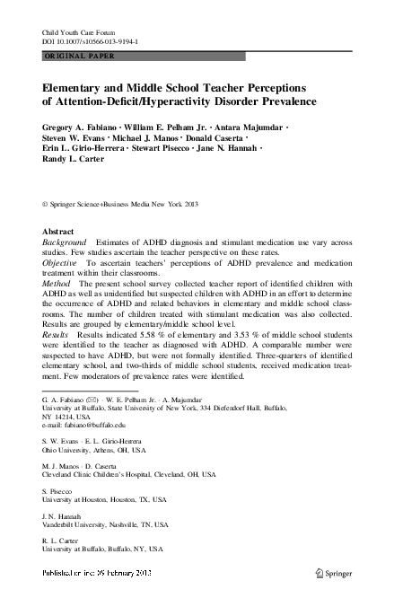 (PDF) The Relationship between Teacher Knowledge of Attention Deficit ...