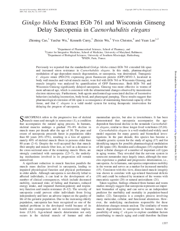 (PDF) Ginkgo biloba Extract EGb 761 and Wisconsin Ginseng Delay ...
