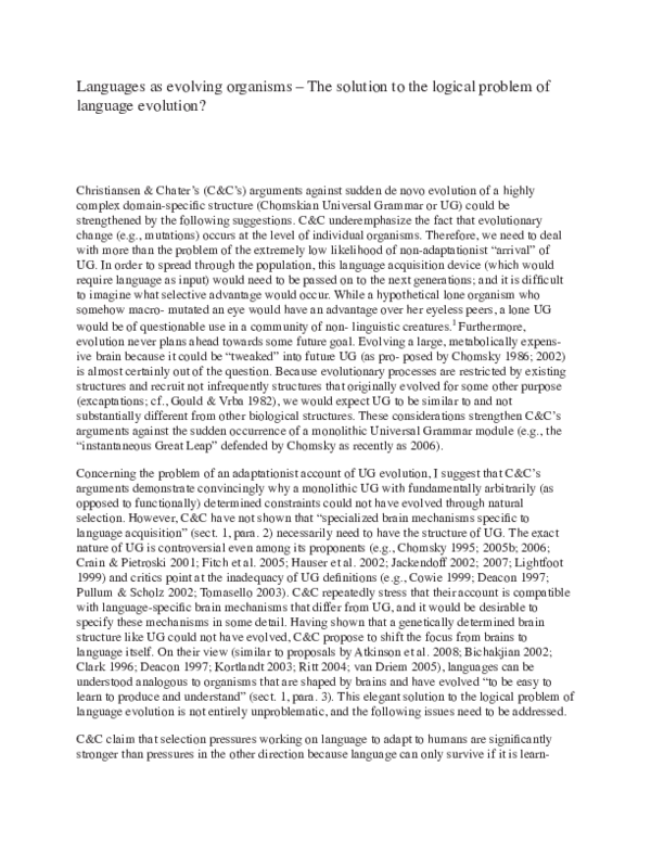 (PDF) Languages as evolving organisms – The solution to the logical ...
