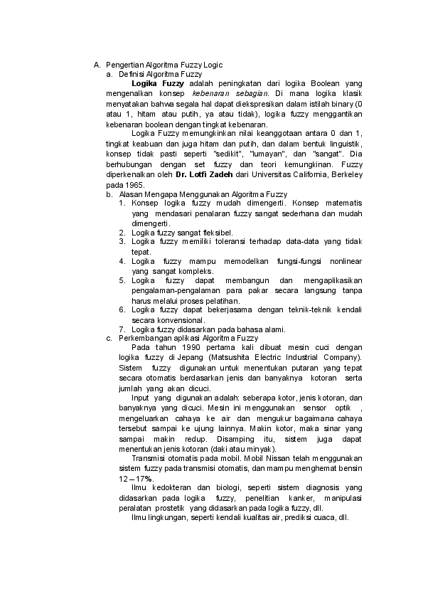 Doc Pengertian Algoritma Fuzzy Logic