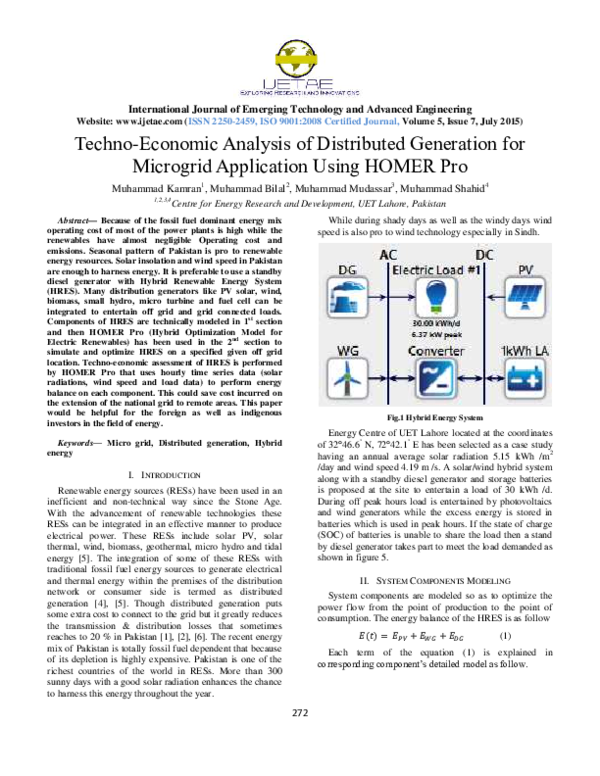 (PDF) Techno-Economic Analysis of Distributed Generation for Microgrid ...
