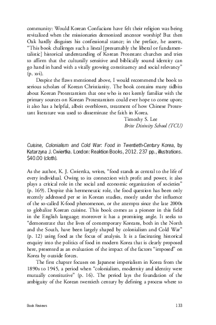 (PDF) Review of the book "Cuisine, Colonialism and Cold War, Food in ...