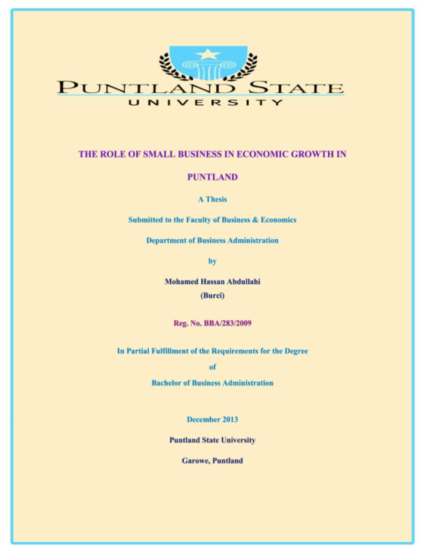 (PDF) The role of small Business in economic growth