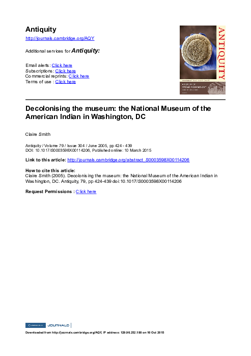 (PDF) Decolonising the museum: The National Museum of the American ...