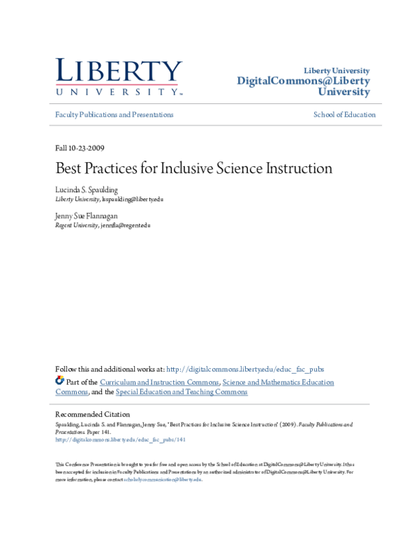 (PDF) Best Practices for Inclusive Science Instruction